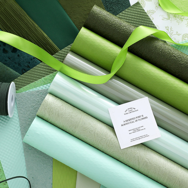 Light green series flower bundle packaging paper fresh white green ...