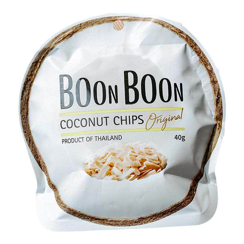 เกล็ดมะพร้าว Boonboon - ขนมนำเข้าจากไทย - รสชาติออริจินัลและต้มยำ - 3 ถุง