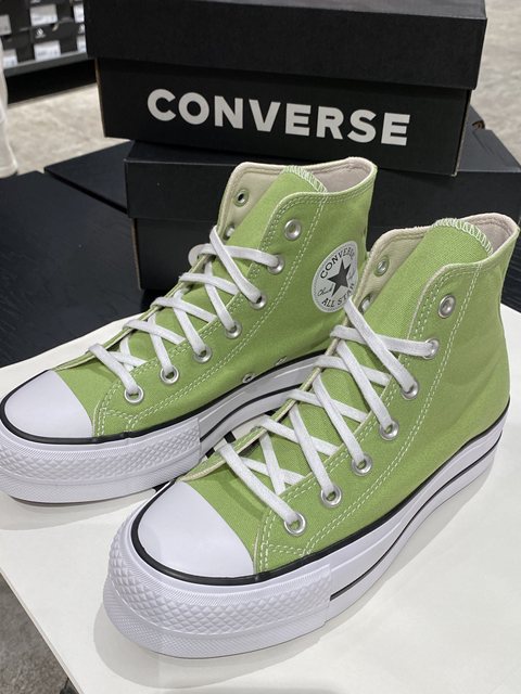 CONVERSE Converse All Star women's classic green high-top platform ...