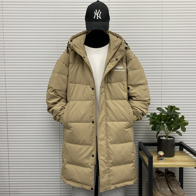 Mid-length hooded soft shell down jacket men's winter clothing plus ...