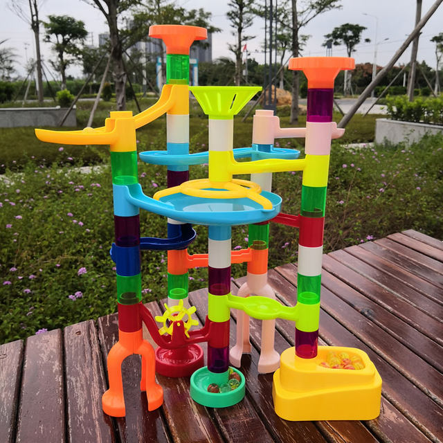 Children's ball slide track marble space pipe building blocks build ...