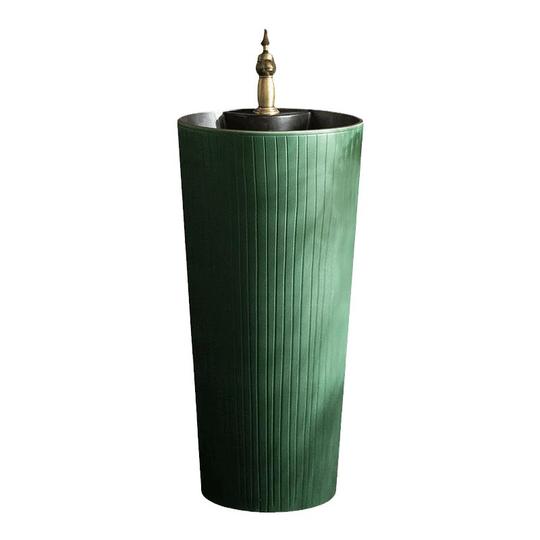 Xinhe Retro Green Ceramic Column Basin - Floor Standing Wash Basin