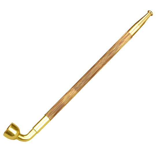 Han Craftsman Handmade Gold Silk Bamboo Tobacco Rod Brass Smoke Pot Men ...