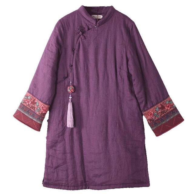 Chinese -style tea clothing linen retro cotton coat female Chinese wind ...