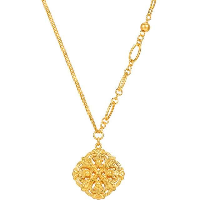 Ming brand jewelry ancient method golden spirit rhyme necklace T hollow ...