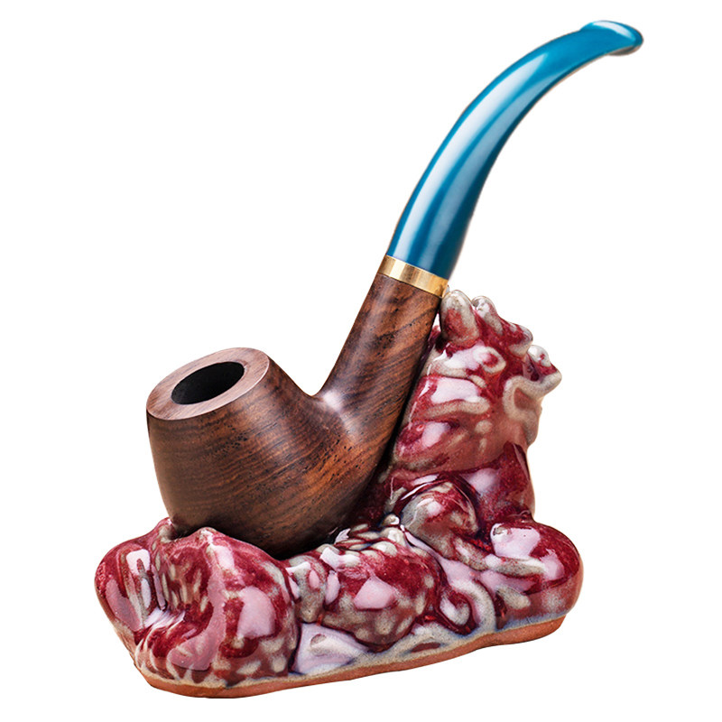 Hewang pipe en bois massif pipe à tabac filtrée à la main à trois ...