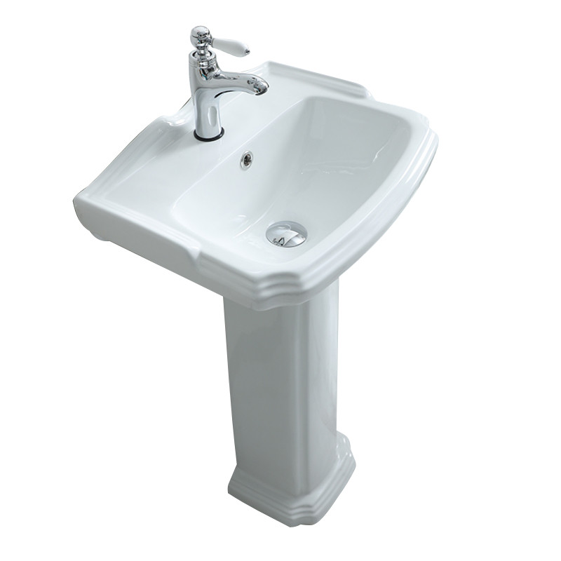 Momiloa Ceramic Column Wash Basin - Retro British Style, 9L, Double Hole