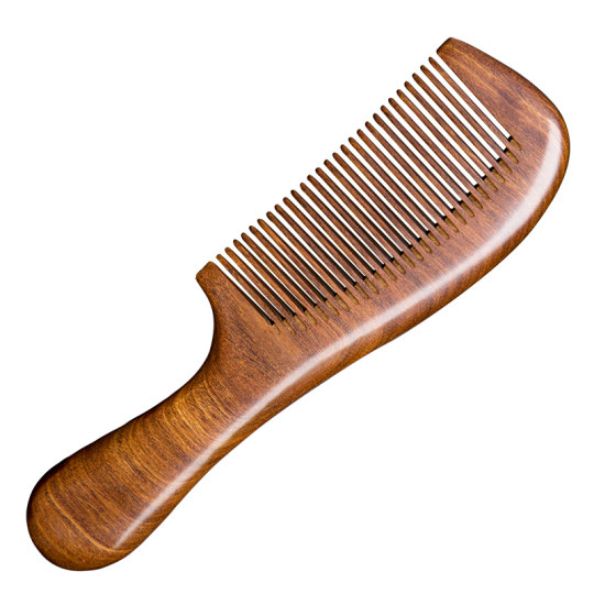 Natural Sandalwood Wood Comb for Hair Loss Prevention - Solid Wood Comb ...