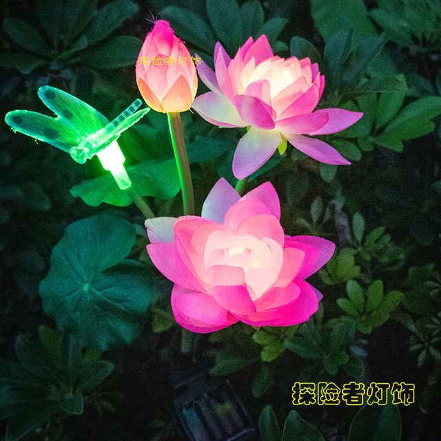 Solar outdoor lamp Simulation Lotus Lantern Garden Villa Garden Villa ...