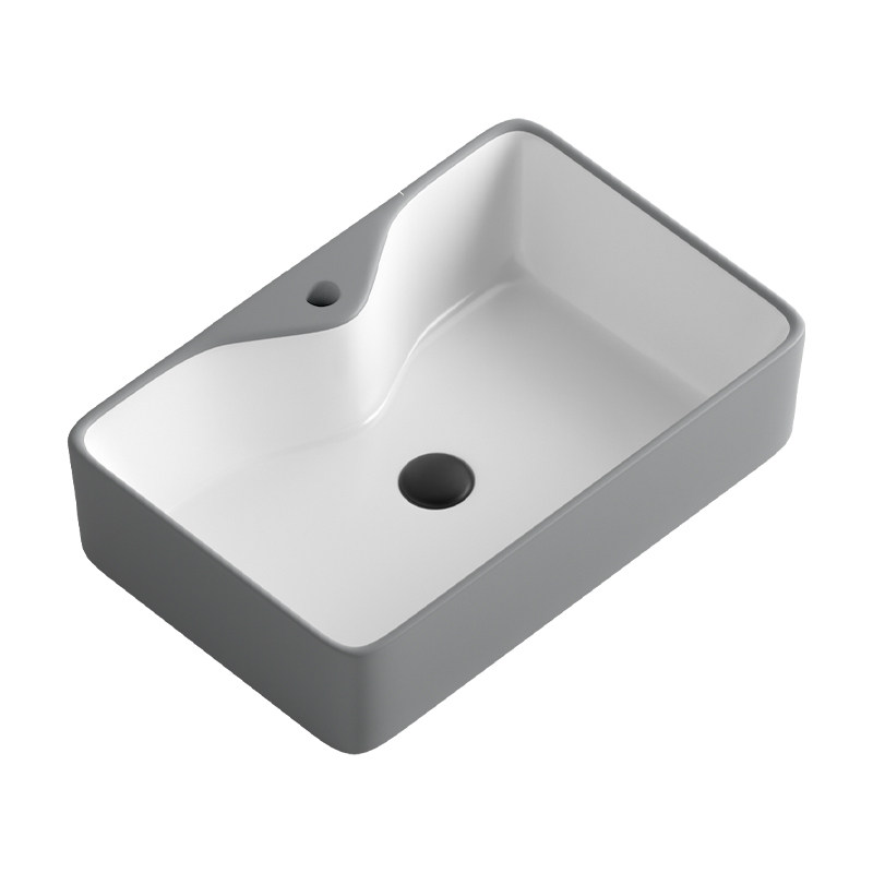 Simple Rectangular Above Counter Basin Ceramic Wash Basin
