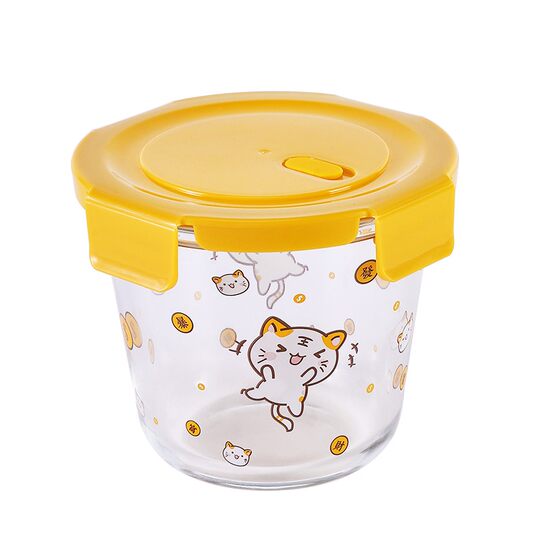 Glass Overnight Oatmeal Cup with Lid - Portable and Microwaveable ...