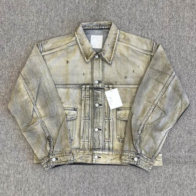 Spot Ancellm Crash Denim Jacket 24SS as Old Destroy Stainless Puddy ...