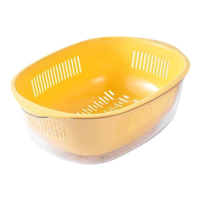 Double-layer hollow fruit basin, fruit washing basket, household fruit ...