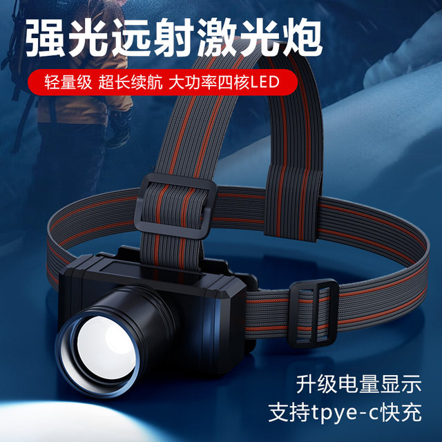 Head-mounted LED headlight strong light super bright charging 2024 new mining lamp fishing night ...
