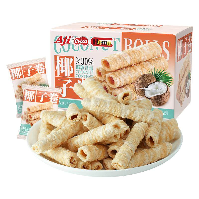 Aji Coconut Egg Roll Biscuits - Crispy Snack Meal Replacement for Office