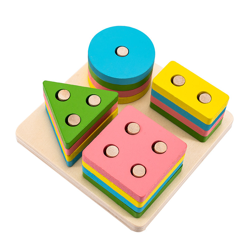 Xiaojiaoya Montessori Geometric Shape Sorter – Wooden Educational Toy
