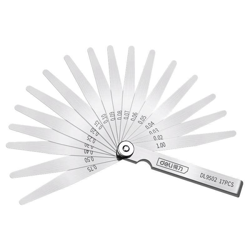 Deli 14-Piece Stainless Steel Plug Gauge Set - Precision Thickness Gauge