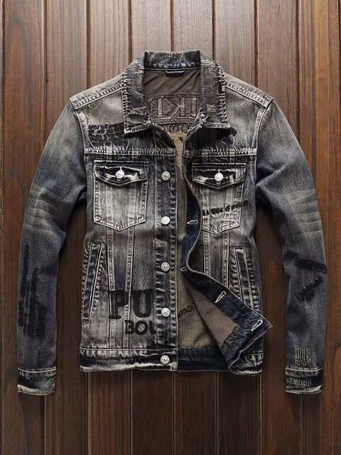 High -end embroidered denim jacket Men's spring and autumn new tide ...