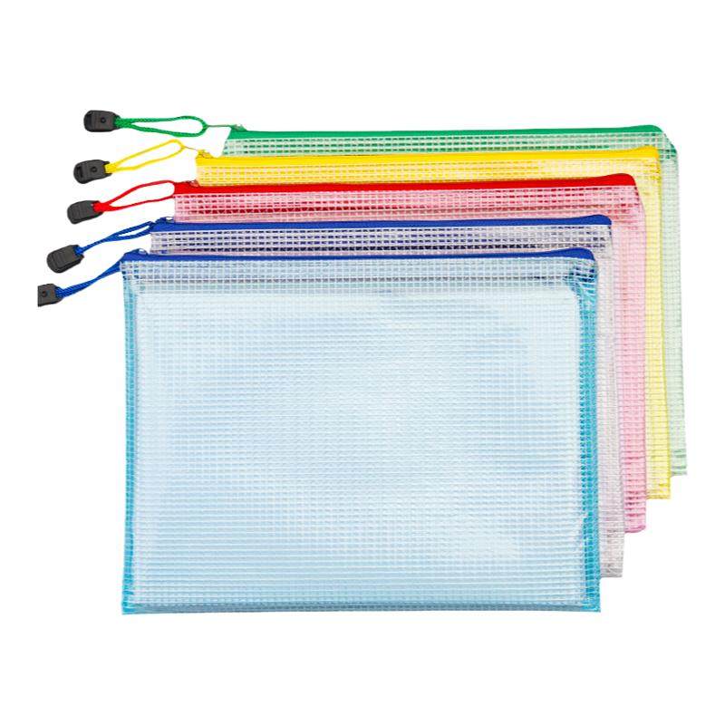 A4 File Bag Zipper Type Transparent Waterproof Information Folder