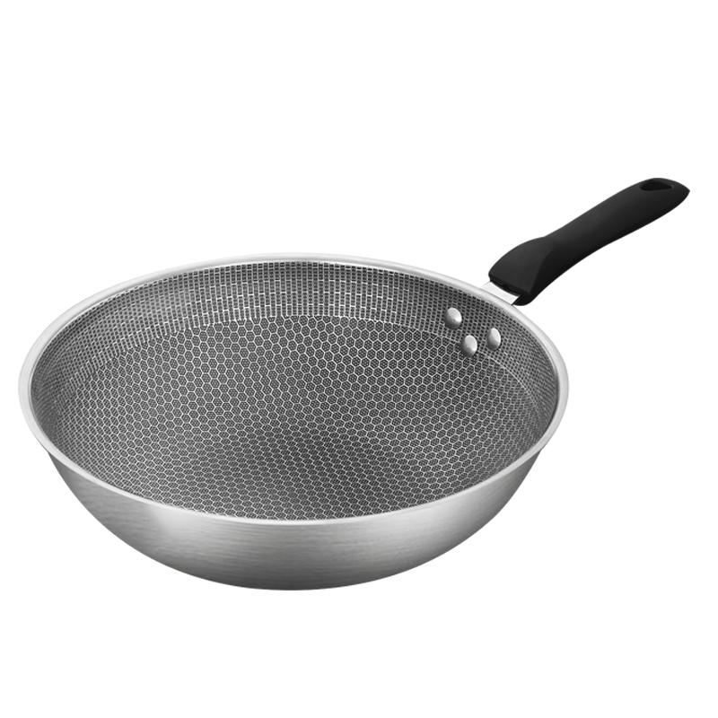Dilotu Stainless Steel Wok - 30cm Non-Stick Honeycomb Pan