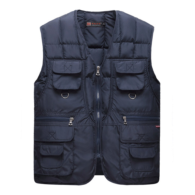 Anti -season autumn and winter new middle -aged and elderly down cotton vest men's multi ...