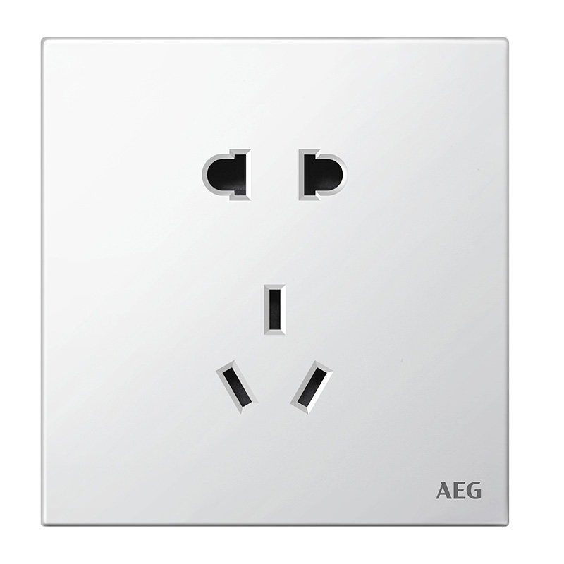 AEG Switch Socket Panel White 86 Type Concealed Wall Outlet 16A with Three-Hole Socket