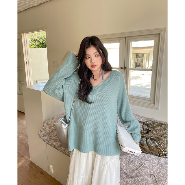 O'Neeless Large size Women's autumn and winter new hanging neck lazy ...