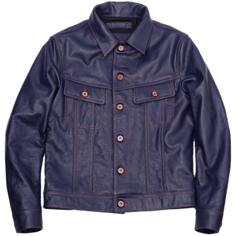 Storm Rider101 Storm Rider Denim Blue Top Layer Cowhide Short Section ...