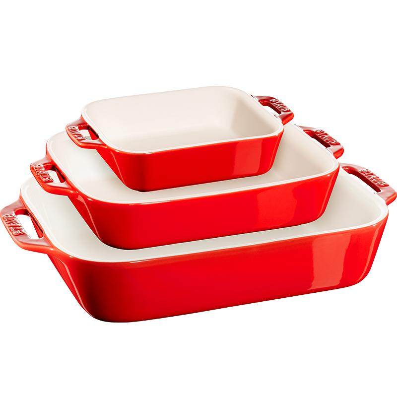 Staub Enamel Ceramic Square Bakeware Set - Multi-Function Plate for ...