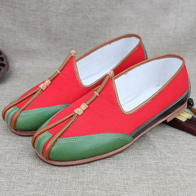 Old Beijing cloth shoes men's handmade cowhide base eagle bits sprinkle ...