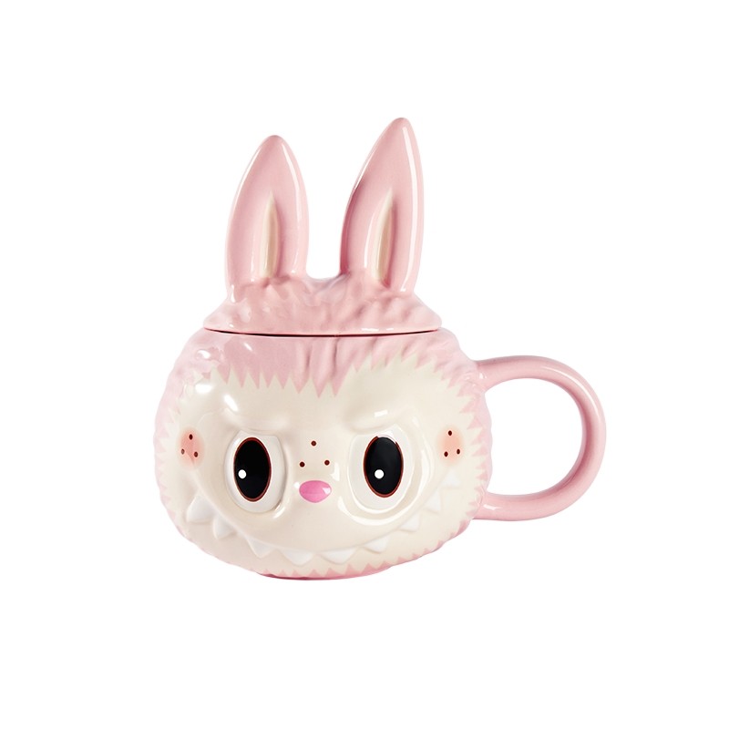 Taza popmart labubu, taza de cerámica rosa, taza de agua de dibujos ...