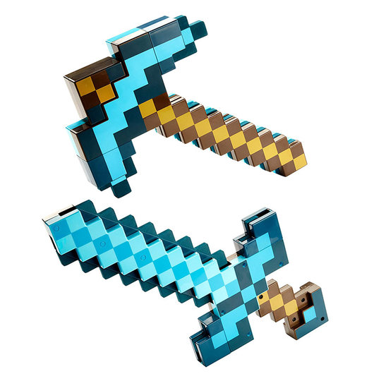 Minecraft Toy Diamond Sword Pickaxe 2-in-1 Plastic Deformable Weapon ...