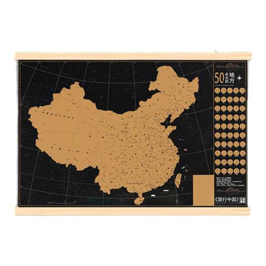 Framed Scraping Map China World Wall Stickers | Hanging Paintings ...
