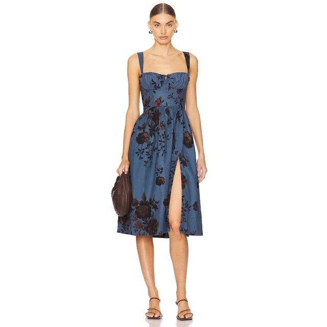FREE PeOPLE mid -length dress blue Revolve new