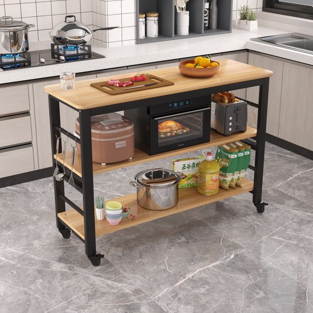 Kitchen cutting table household small long table with wheels multi ...