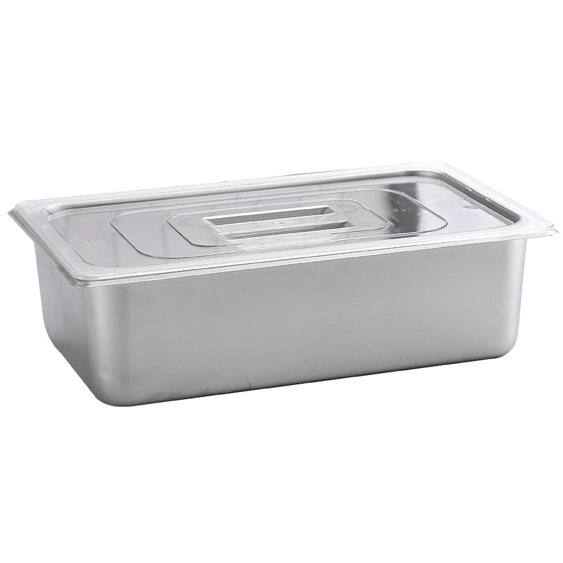 Stainless Steel Serving Basin Buffet Food Basin with Transparent Cover Box