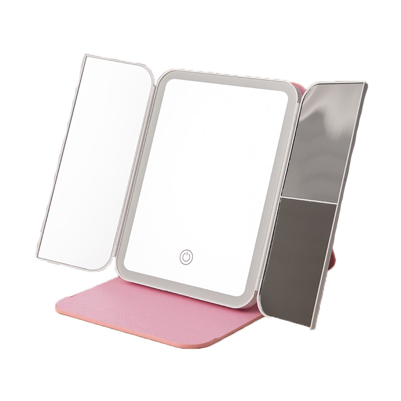 LED Makeup Mirror - Folding Lighted Vanity Mirror for Desk & Dorm