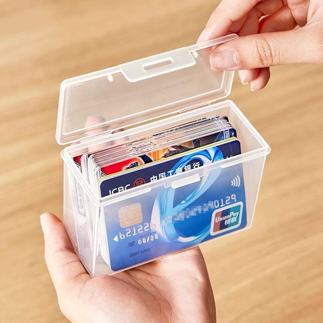 Card storage box transparent desktop plastic box card bag bank card ...