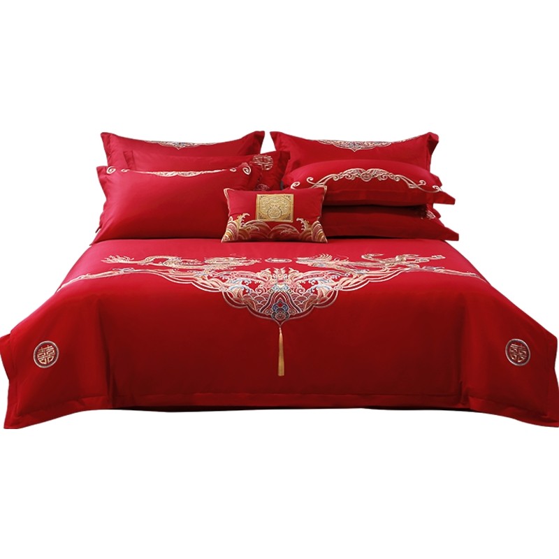 Mercury Home Textiles Wedding Bedding Set - Cotton Longfeng Xiqui Design