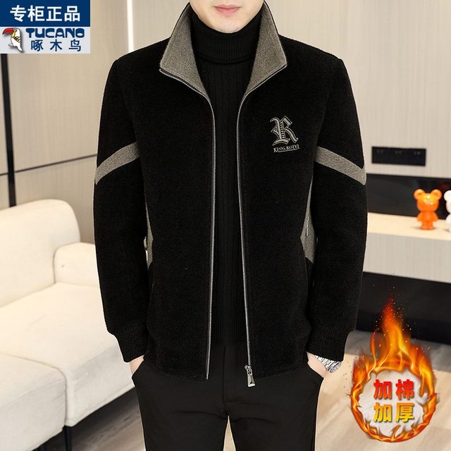 Woodpecker Bird Woors Coat Men's Autumn and Winter Short Golden Mink ...