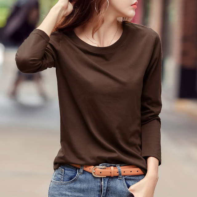 2024 spring and autumn new cotton base shirt women's long -sleeved T ...