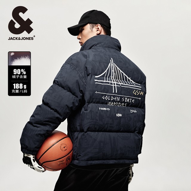 Jack Jones NBA Joint Warriors Winter Hoodless Stand Collar Embroidery ...