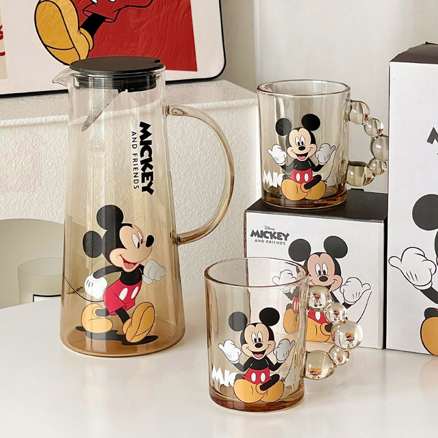 Disney Mickey Cup Set Home Living Room Tea Cup Hospitality Glass Water Cup Cute Cartoon Mug with ...