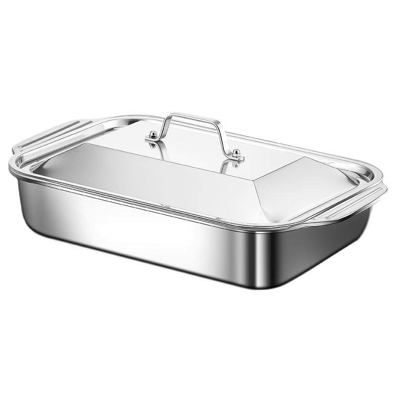316L Stainless Steel Grilled Fish Plate - Rectangular Household Deep ...