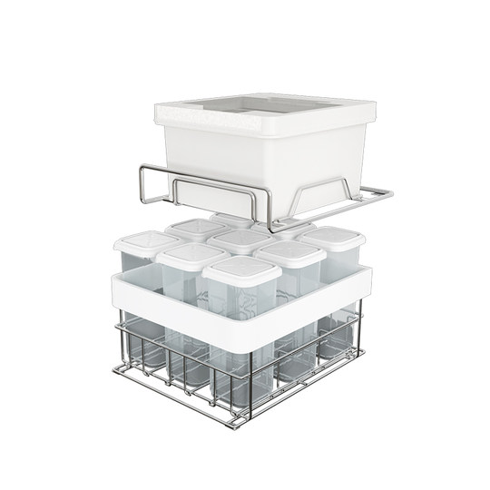 Stainless Steel Double-Layer Rice Box Drawer - Kitchen Cabinet Storage