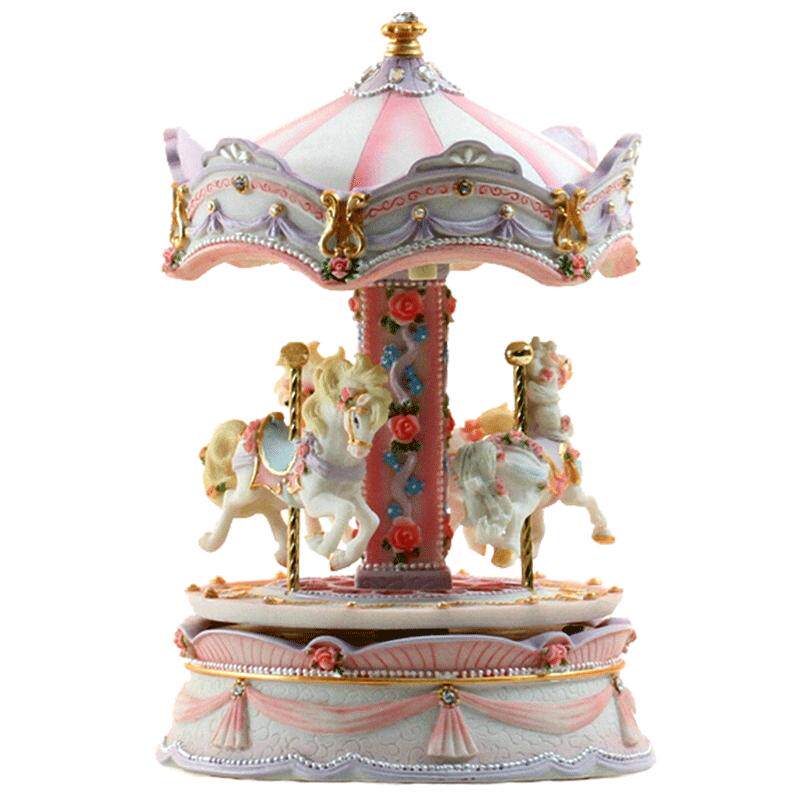 Luminous Diamond-Studded Carousel Horse Music Box for Girls and Couples ...