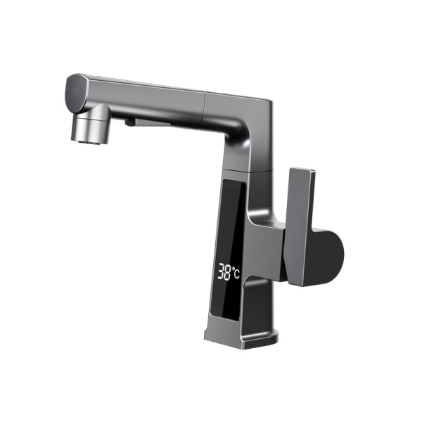 Huanggu smart gun ash digital display pull-out hot and cold faucet ...