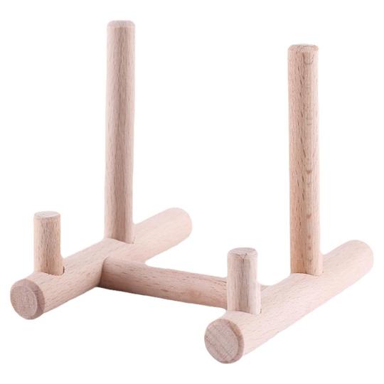 Wooden Clock & Plate Display Stand - Japanese Style
