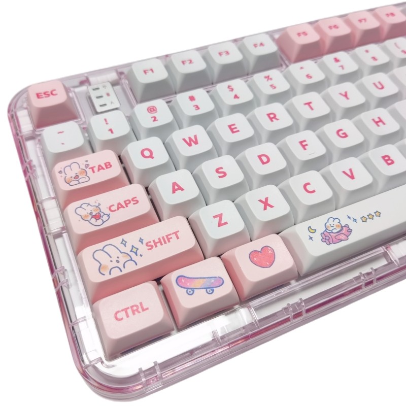 Steam Bunny Theme PBT Sublimation XDA Keycaps | 129 Keys | Cute Anime ...