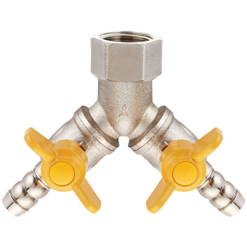 Dunyun Brass 3-Way Gas Valve - 1/2 Thread - Natural Gas
